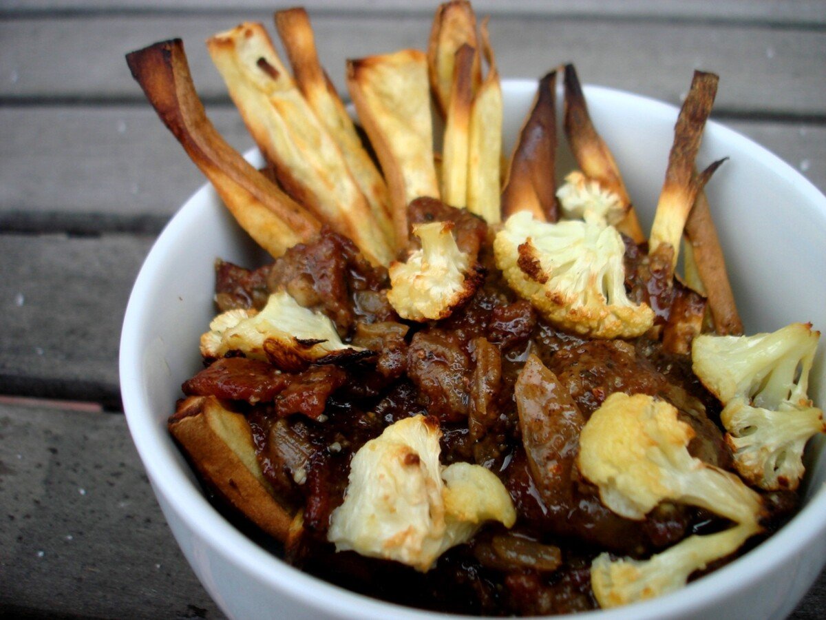 Bacon Sweet Potato Poutine with a Savory and Crispy Touch