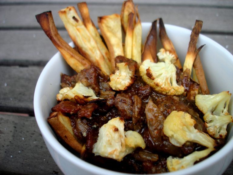Bacon Sweet Potato Poutine with a Savory and Crispy Touch