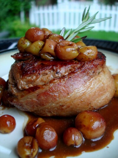 Roasted Grape Bacon Wrapped Filet Mignon - PaleOMG