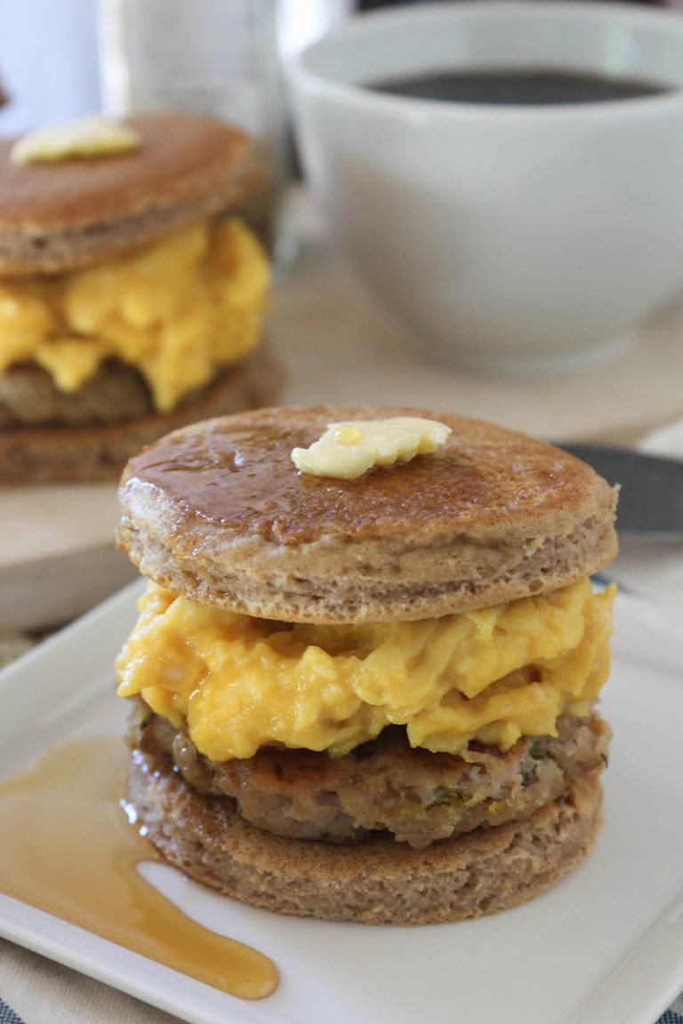 Pancake Breakfast Sandwiches - PaleOMG