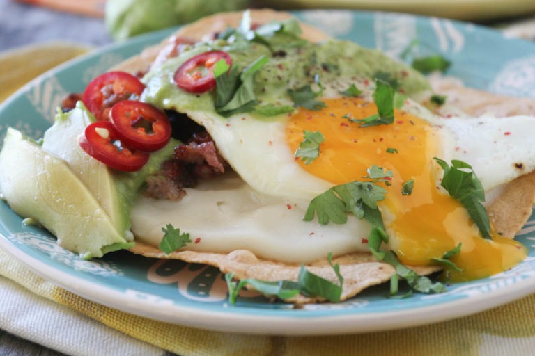 Huevos Rancheros Tostadas with Creamy Tomatillo Salsa - PaleOMG