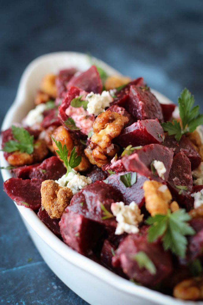 Creamy Beet Salad with Candied Walnuts - PaleOMG