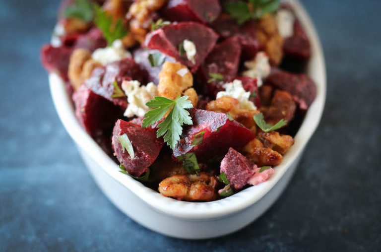 Creamy Beet Salad with Candied Walnuts - PaleOMG