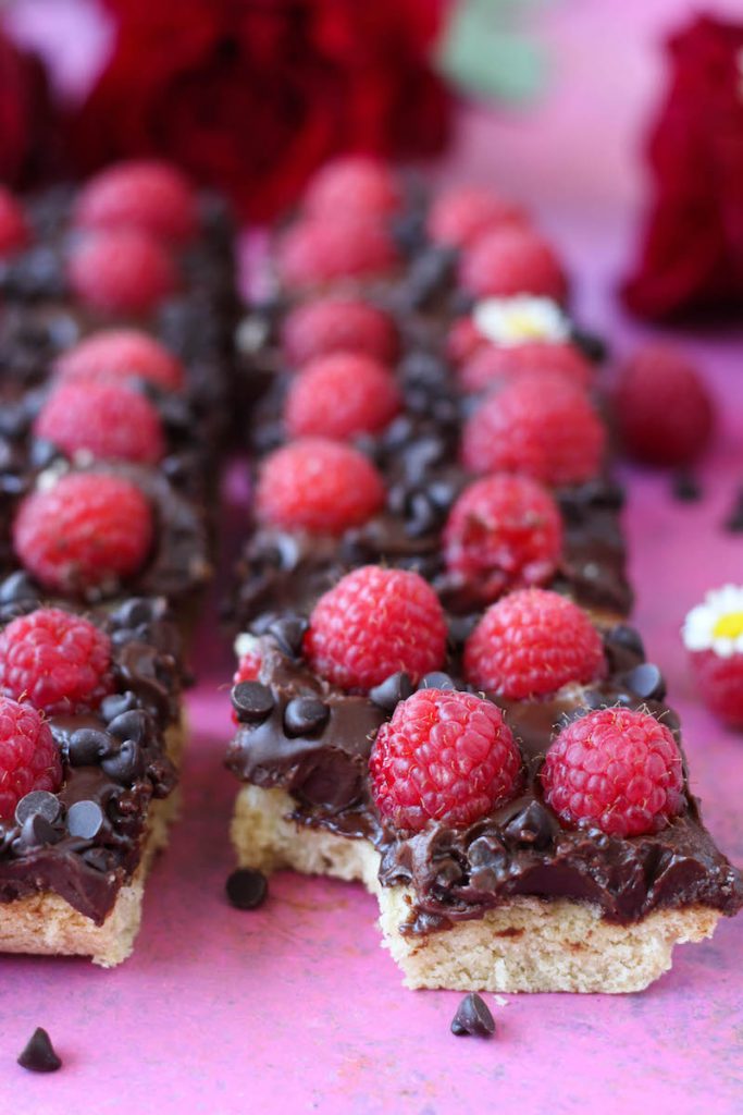 Chocolate Chip Raspberry Shortbread Cookie Bars - PaleOMG