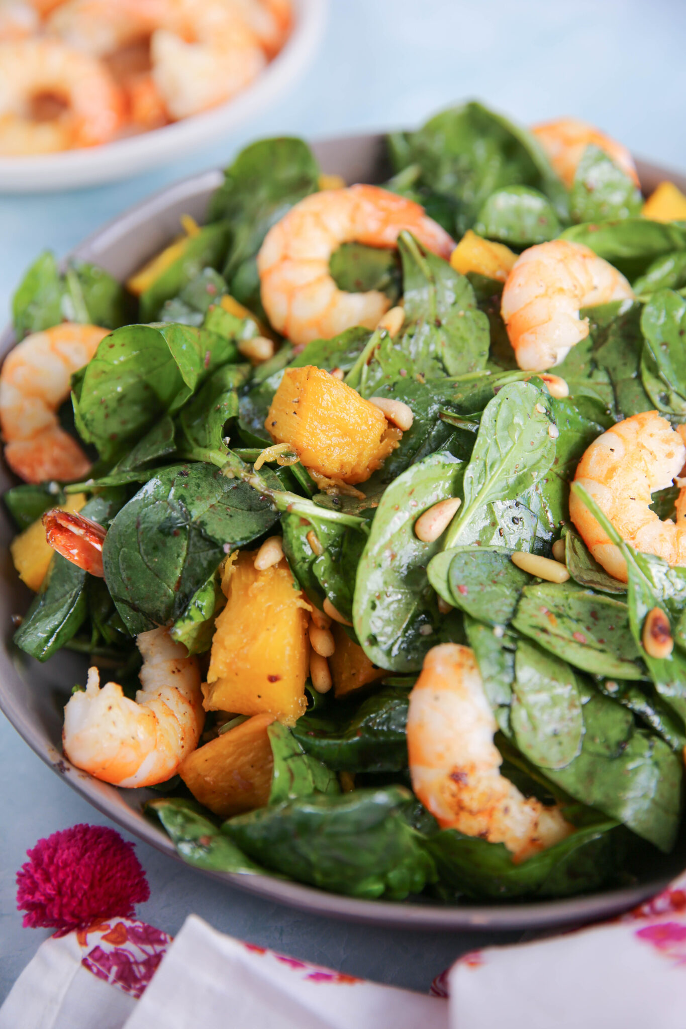 Spinach Pumpkin Salad with Pomegranate Dressing - PaleOMG