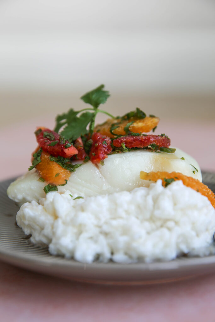 Meals I Love - Halibut with Coconut Rice and Citrus Salsa - PaleOMG