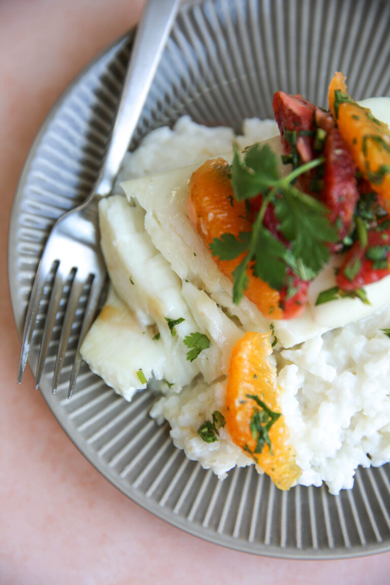 Meals I Love - Halibut with Coconut Rice and Citrus Salsa - PaleOMG