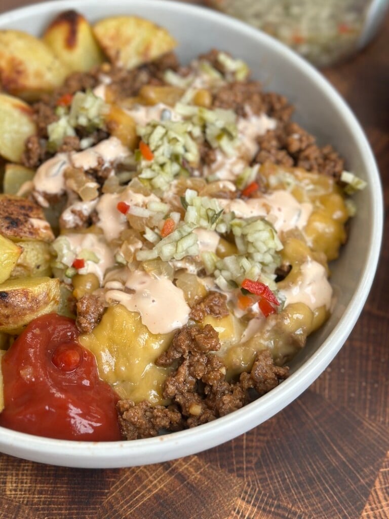 The Absolute Best Burger Bowl with Potatoes - PaleOMG
